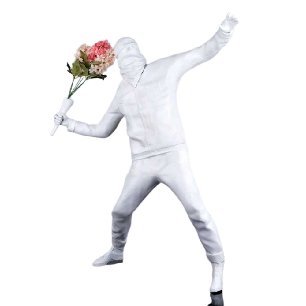 Banksy Sculpture: Flower Power with Throwing Man | The Artchi