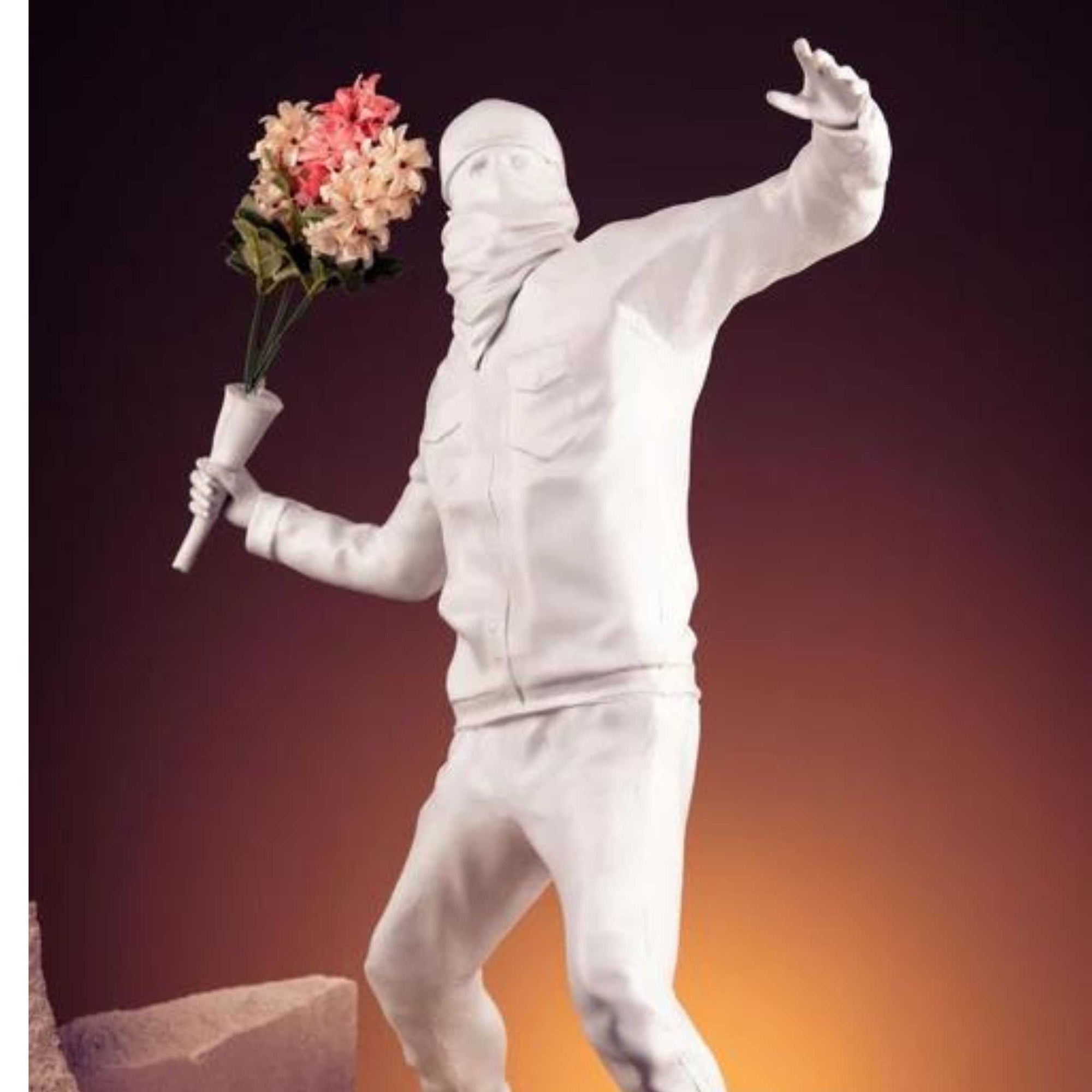 Banksy Sculpture: Flower Power with Throwing Man | The Artchi