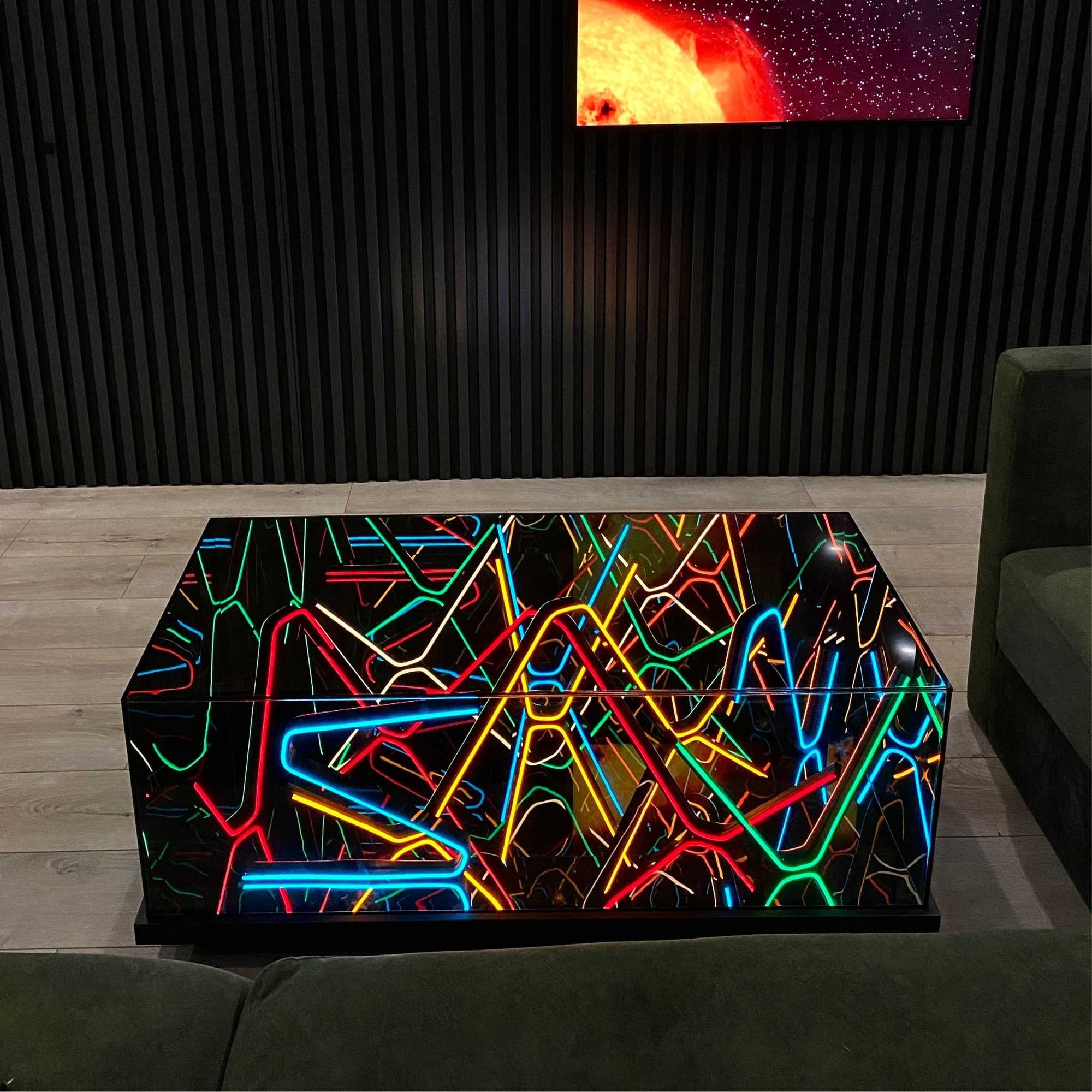 The Artchi's Radiant Neon Coffee Table - Vibrant Elegance