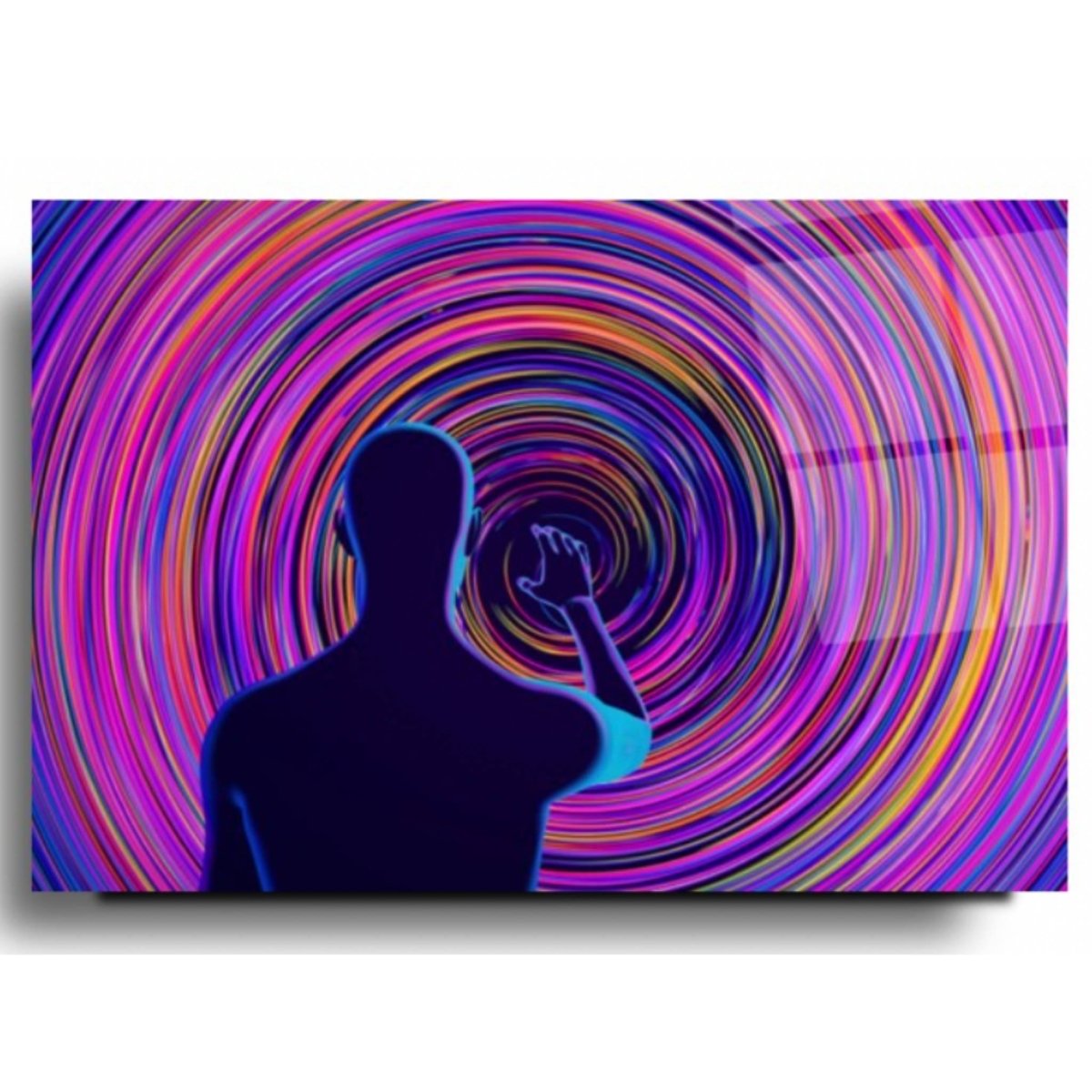 Neon Whirlpool Glass Wall Art