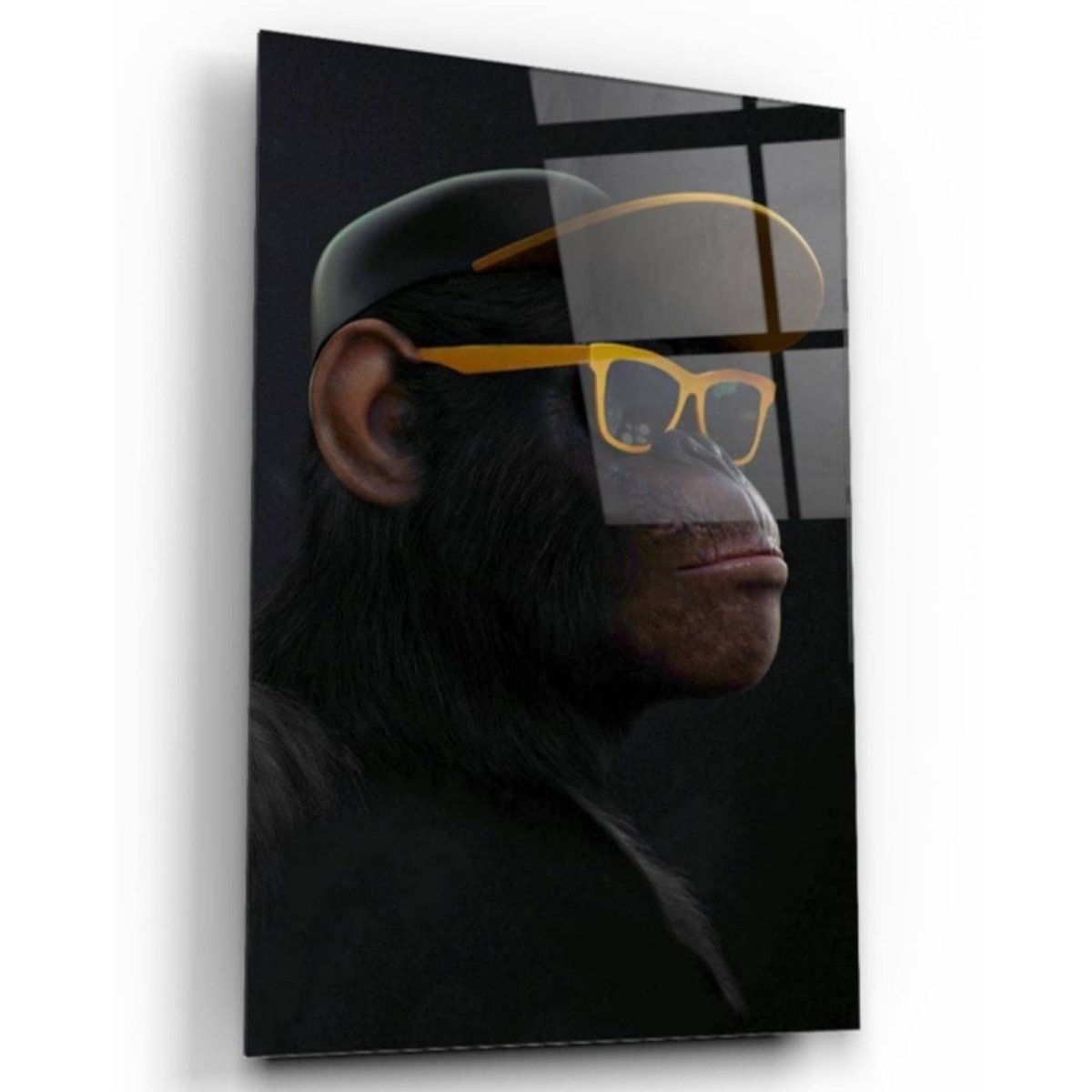 Yellow Monkey Glass Wall Art